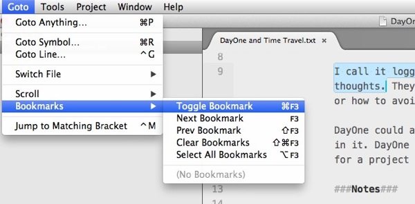 Sublime Text Bookmarks - Macdrifter